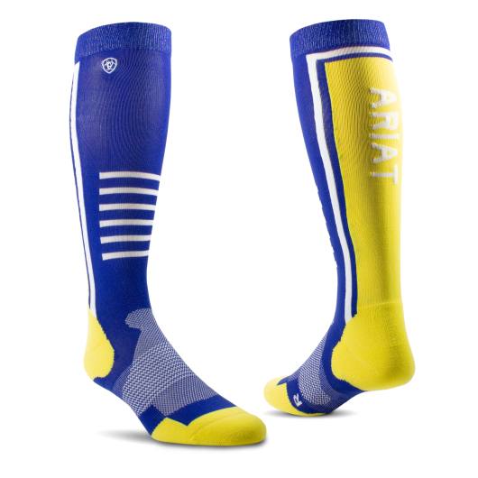 Ariat Slimline Performance Socks blue - yellow ♞Westernreitshop Online Shop