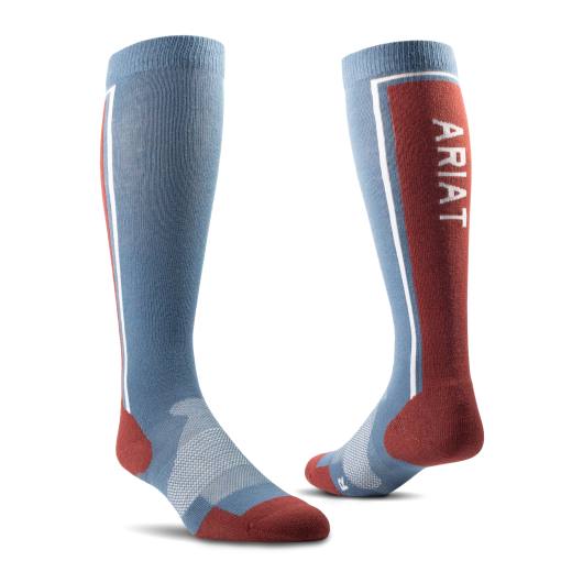 AriatTEK Winter Slimline Socks BLUE / BROWN ♞Westernreitshop Online Shop